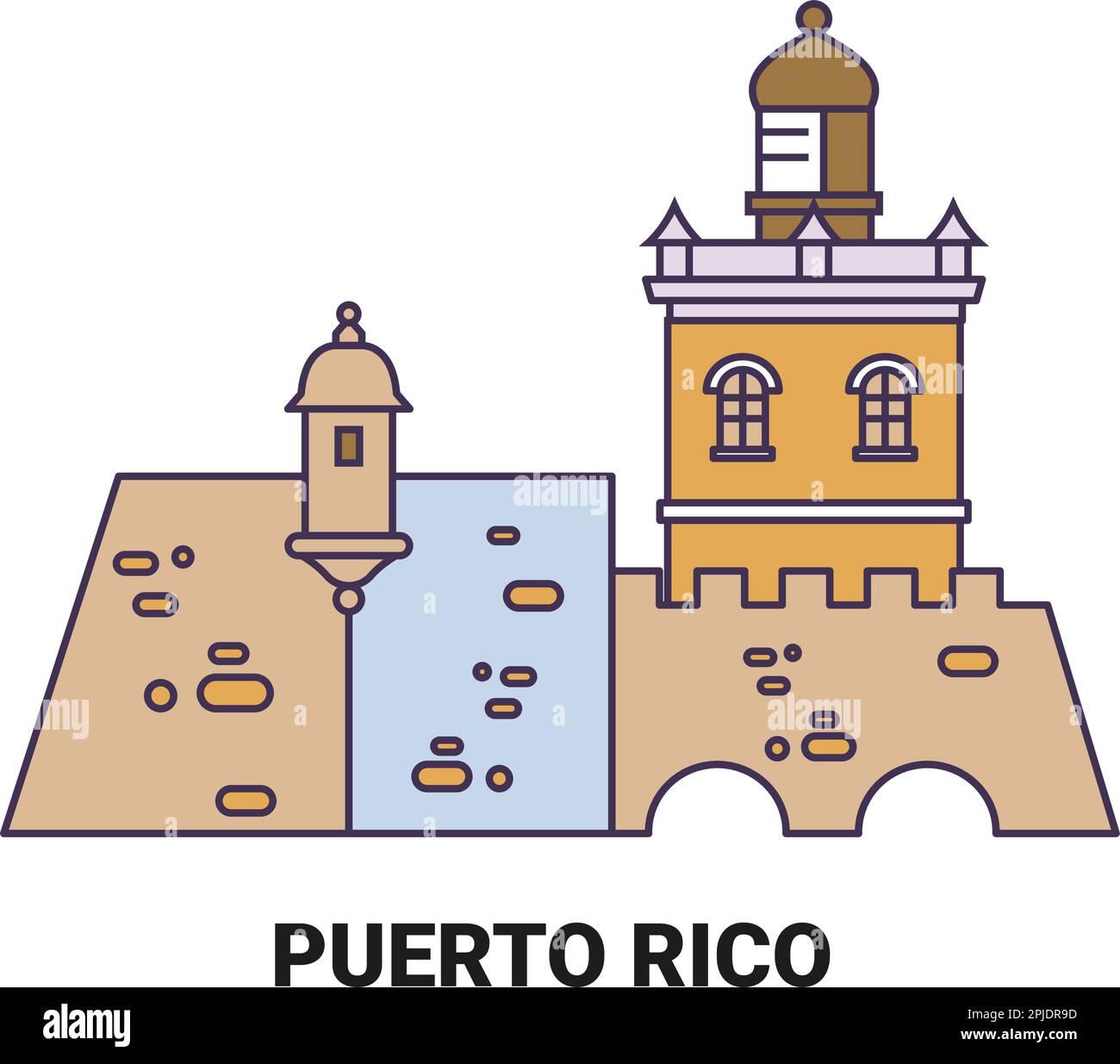 Puerto Rico travel landmark vector illustration Stock Vector Image & Art - Alamy
