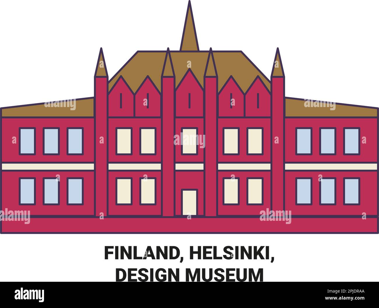 Finland, Helsinki, Design Museum travel landmark vector illustration ...