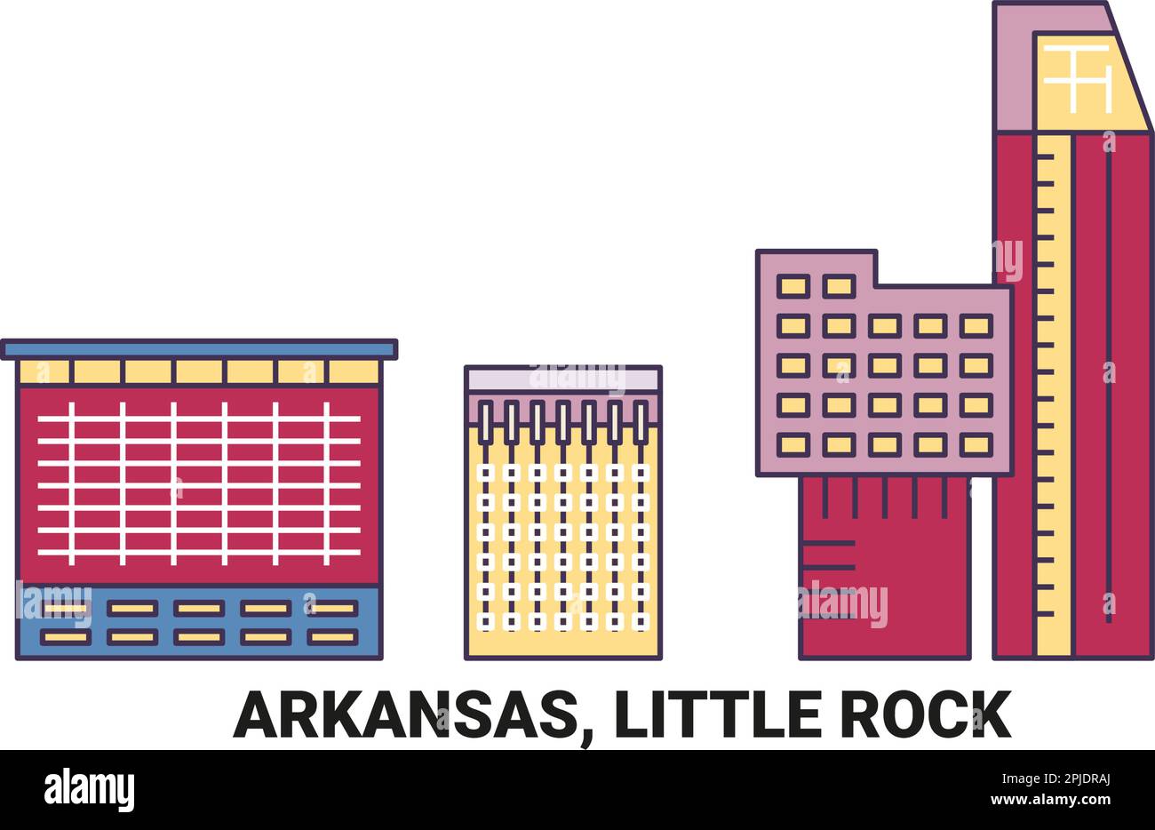 United States, Arkansas, Little Rock travel landmark vector ...