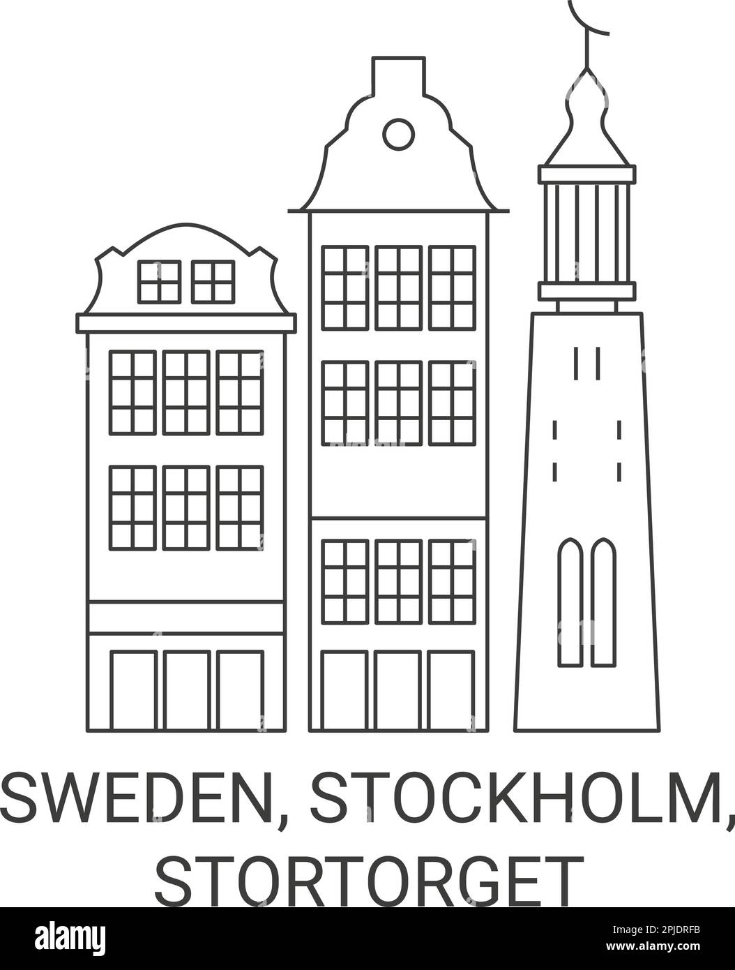 Sweden, Stockholm, Stortorget travel landmark vector illustration Stock ...