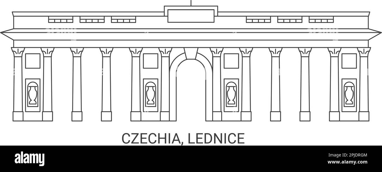 Czech Republic, Lednice, travel landmark vector illustration Stock ...
