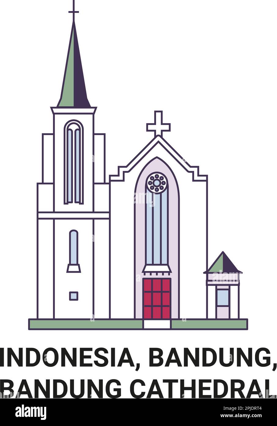 Indonesia, Bandung, Bandung Cathedral travel landmark vector ...