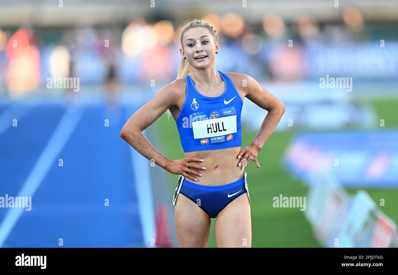 Jessica Hull is seen after winning the women’s 5000 metre final during the 2023 Australian Track ...