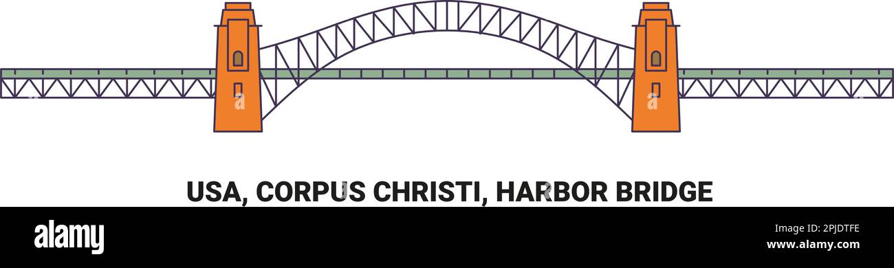 Usa, Corpus Christi, Harbor Bridge travel landmark vector illustration ...