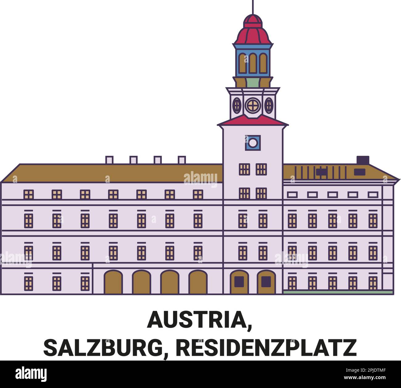 Austria, Salzburg, Residenzplatz travel landmark vector illustration ...