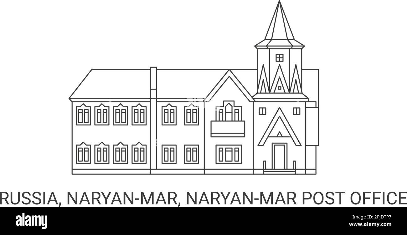Russia, Naryanmar, Naryanmar Post Office, travel landmark vector ...