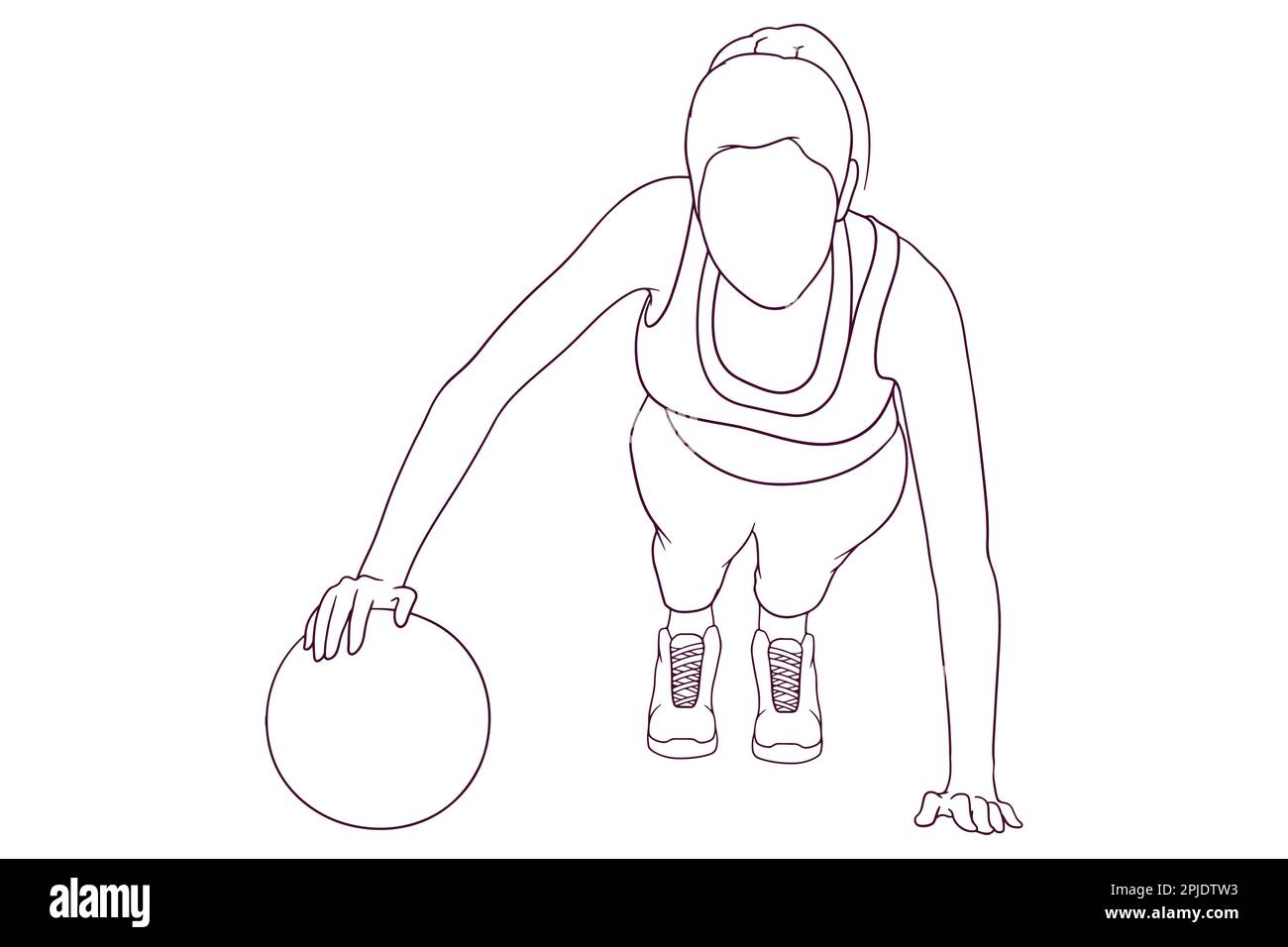 Woman exercise ball push ups Stock Vector Images - Alamy
