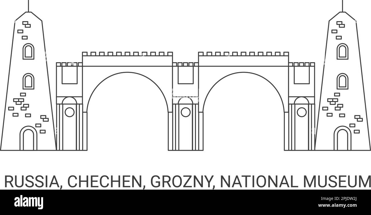 Russia, Chechen, Grozny, National Museum travel landmark vector ...
