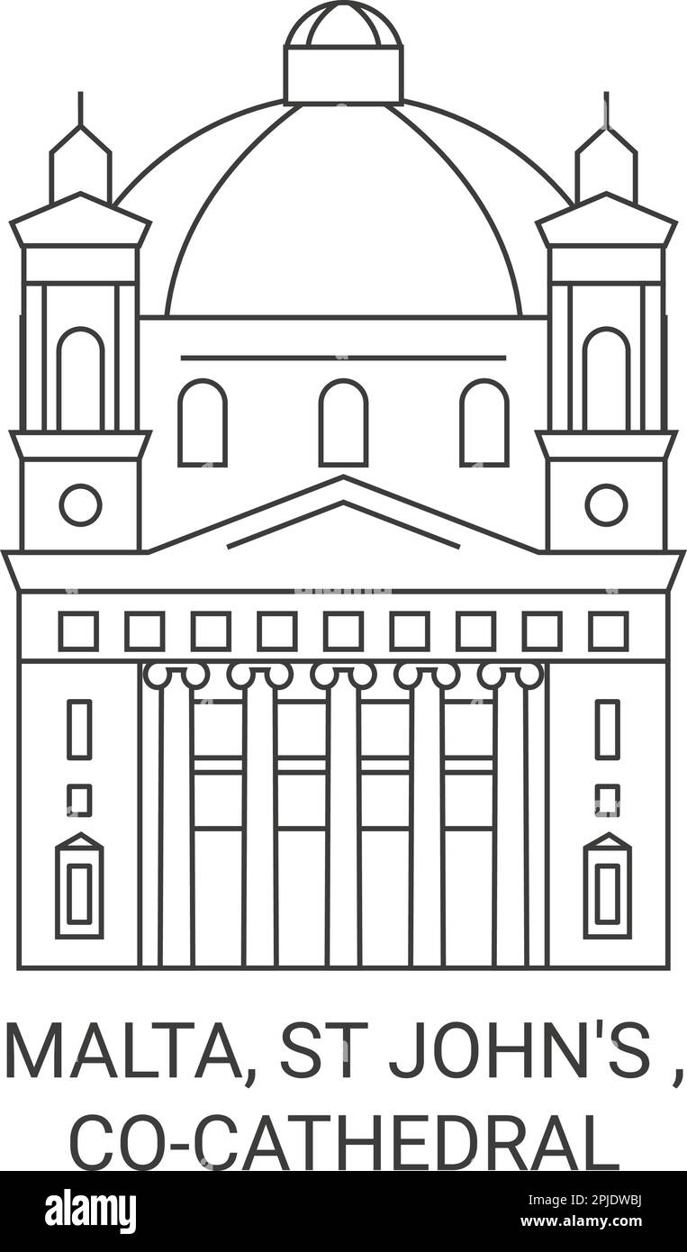 Malta, St John's , Cocathedral travel landmark vector illustration ...