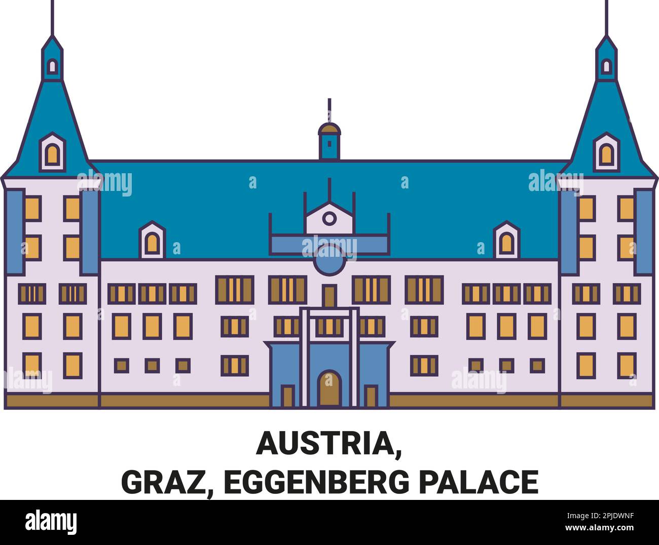 Austria, Graz, Eggenberg Palace travel landmark vector illustration ...