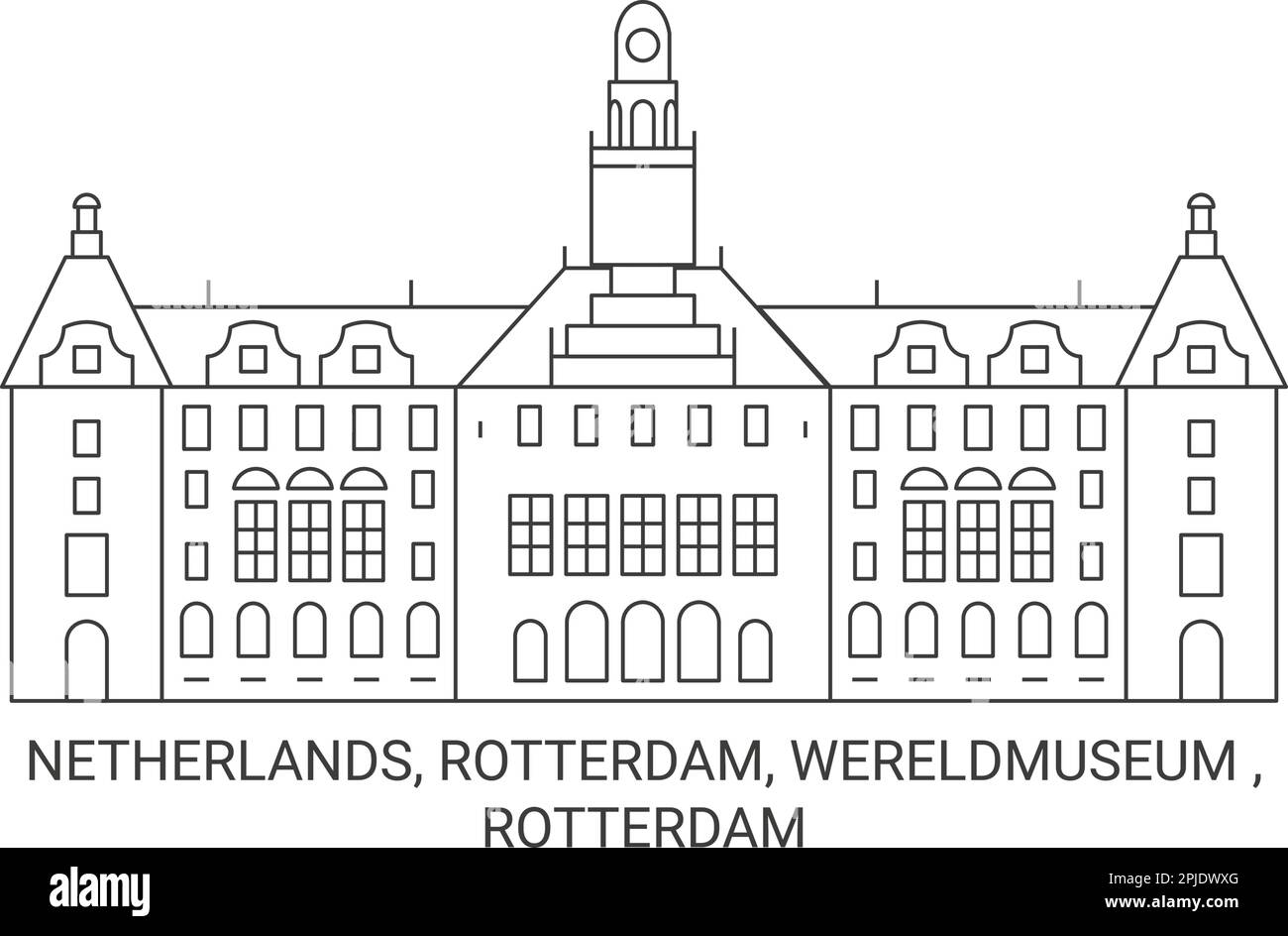 Netherlands, Rotterdam, Wereldmuseum , Rotterdam travel landmark vector ...
