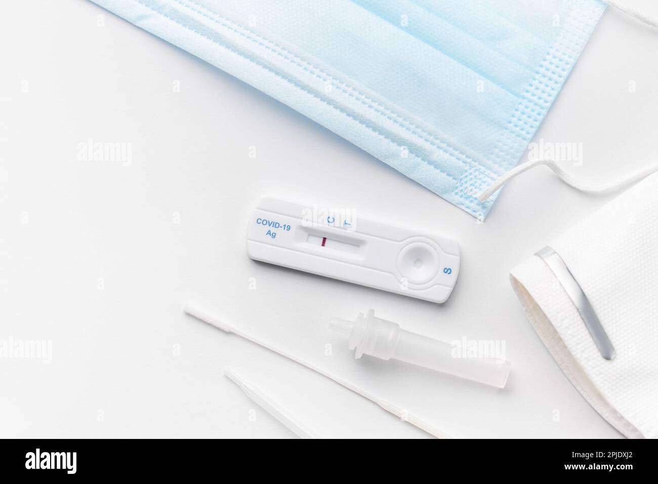 Home testing kit for coronavirus on a white background. Negative Covid ...