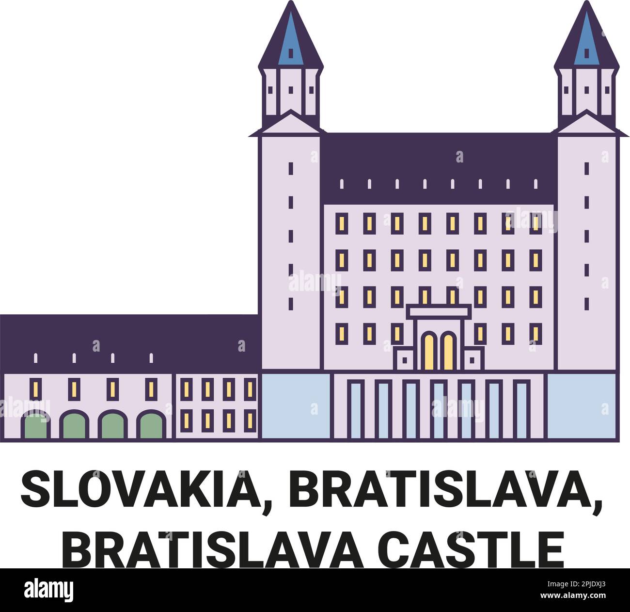 Slovakia, Bratislava, Bratislava Castle travel landmark vector ...