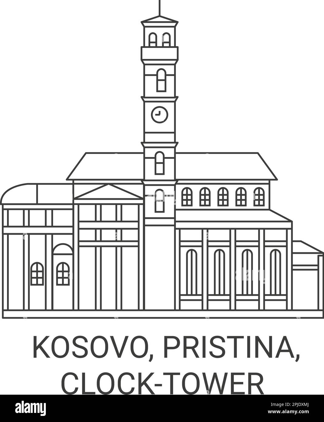 Kosovo, Pristina, Clocktower travel landmark vector illustration Stock ... Kosovo, Pristina, Clocktower travel landmark vector illustration Stock ...