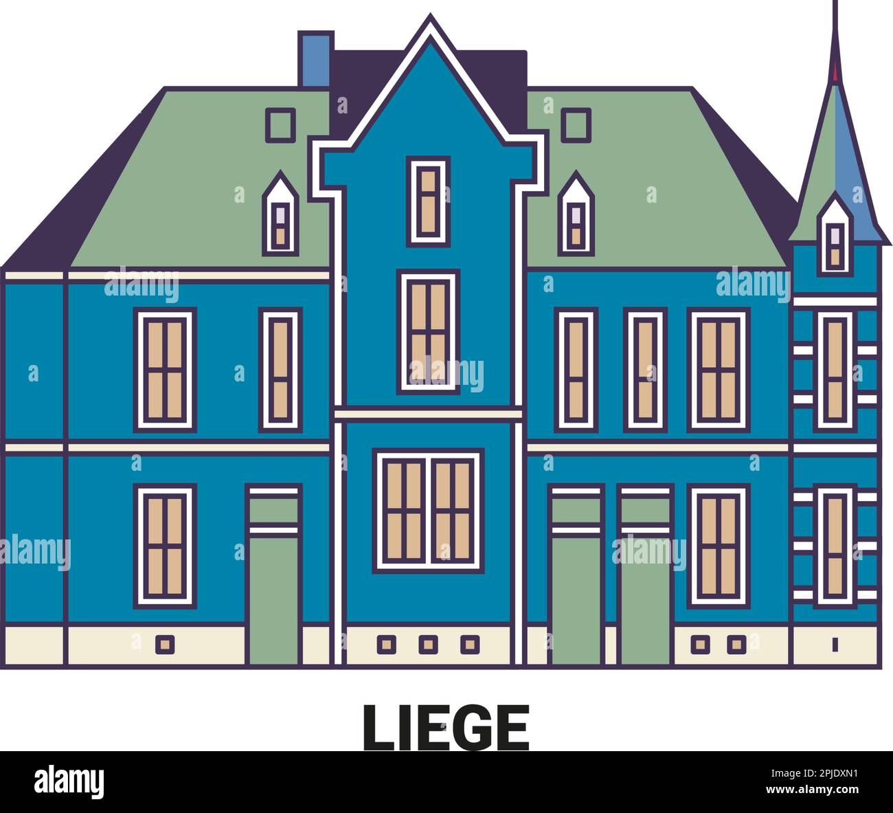 Belgium, Liege travel landmark vector illustration Stock Vector Image ...