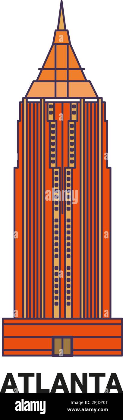 Usa, Atlanta travel landmark vector illustration Stock Vector Image ...