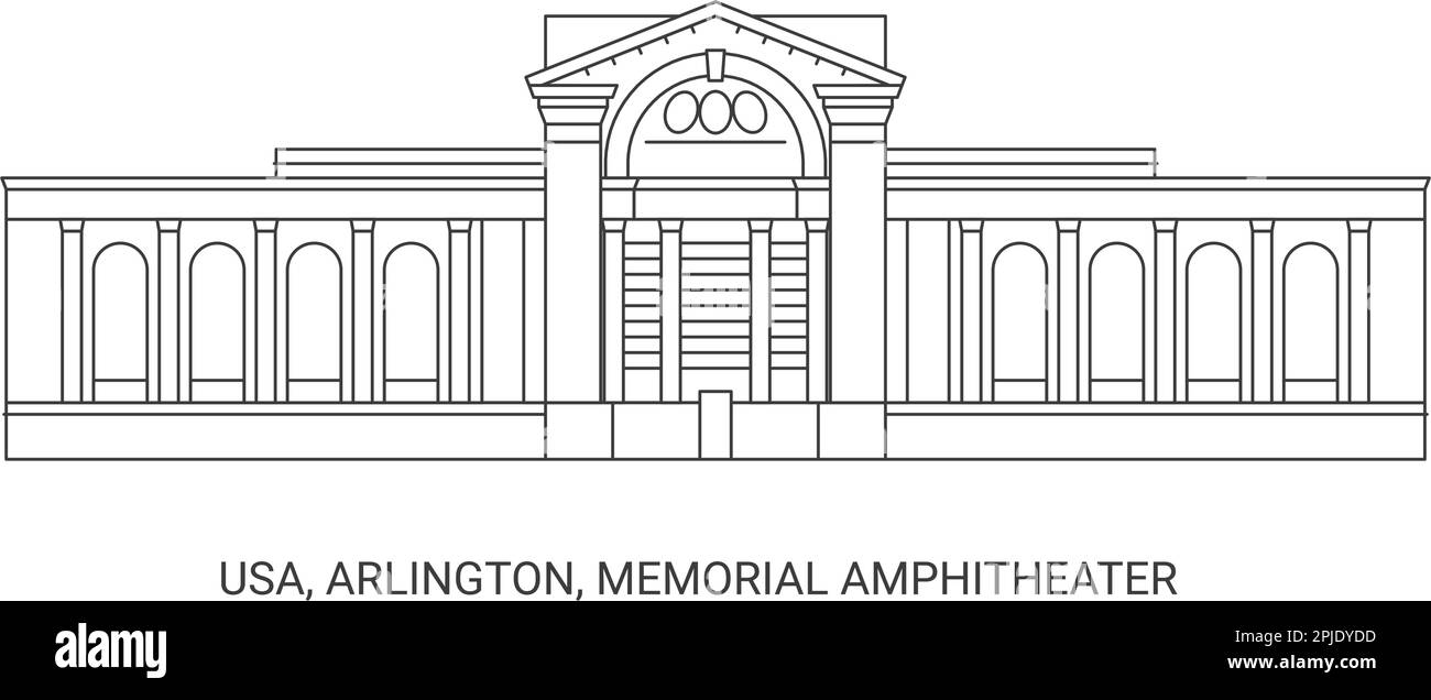 Usa, Arlington, Memorial Amphitheater travel landmark vector ...