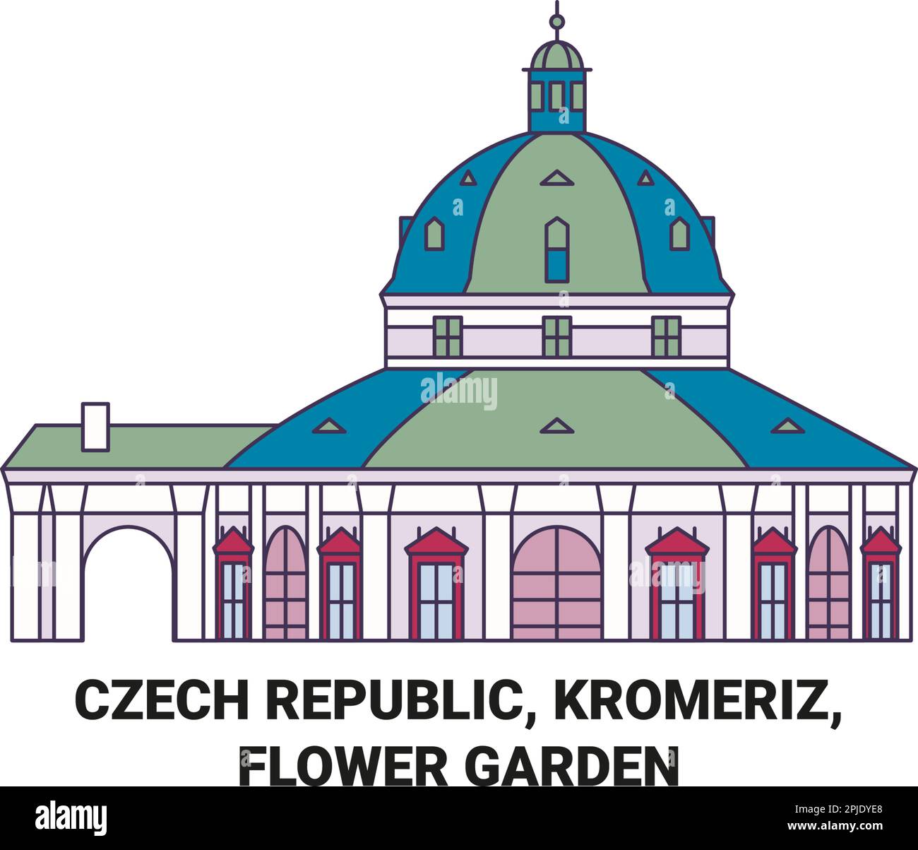 Czech Republic, Kromeriz, Flower Garden travel landmark vector ...
