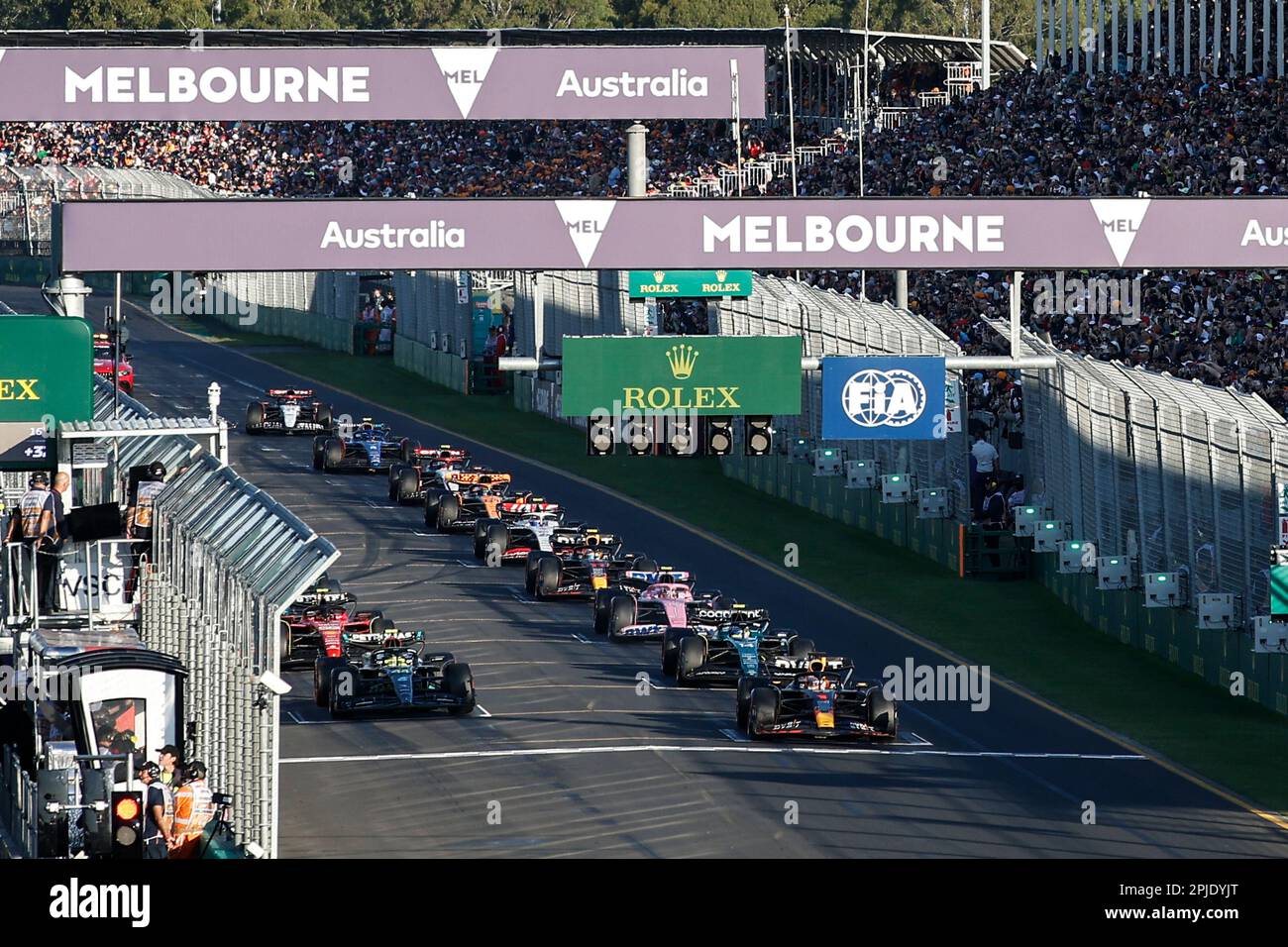 Melbourne, Australia. 02nd Apr, 2023. Race restart 01 VERSTAPPEN Max ...