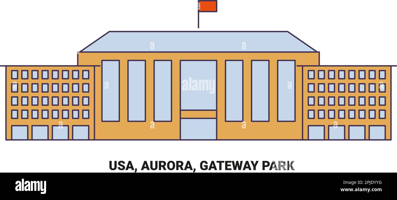 Usa, Aurora, Gateway Park travel landmark vector illustration Stock ...