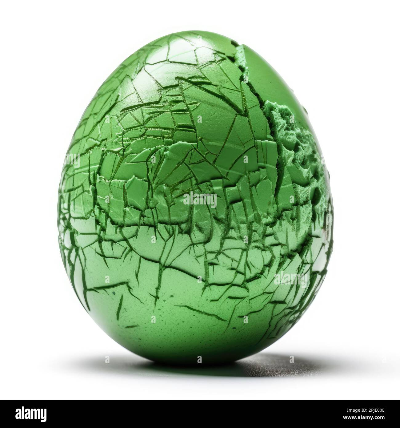 green easter egg with cracked shell, isolated on white background Stock ...