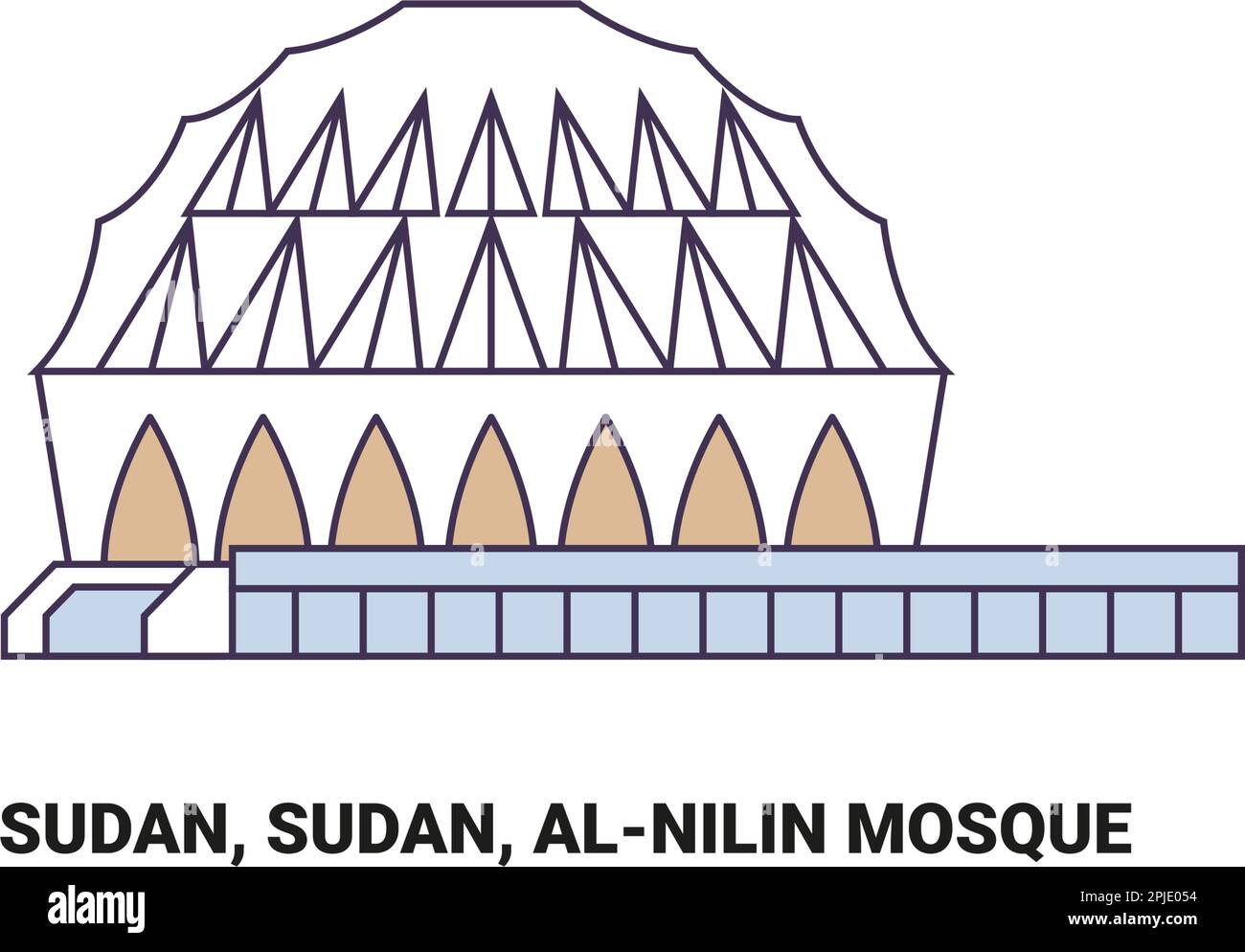 Sudan, Sudan, Alnilin Mosque, travel landmark vector illustration Stock ...