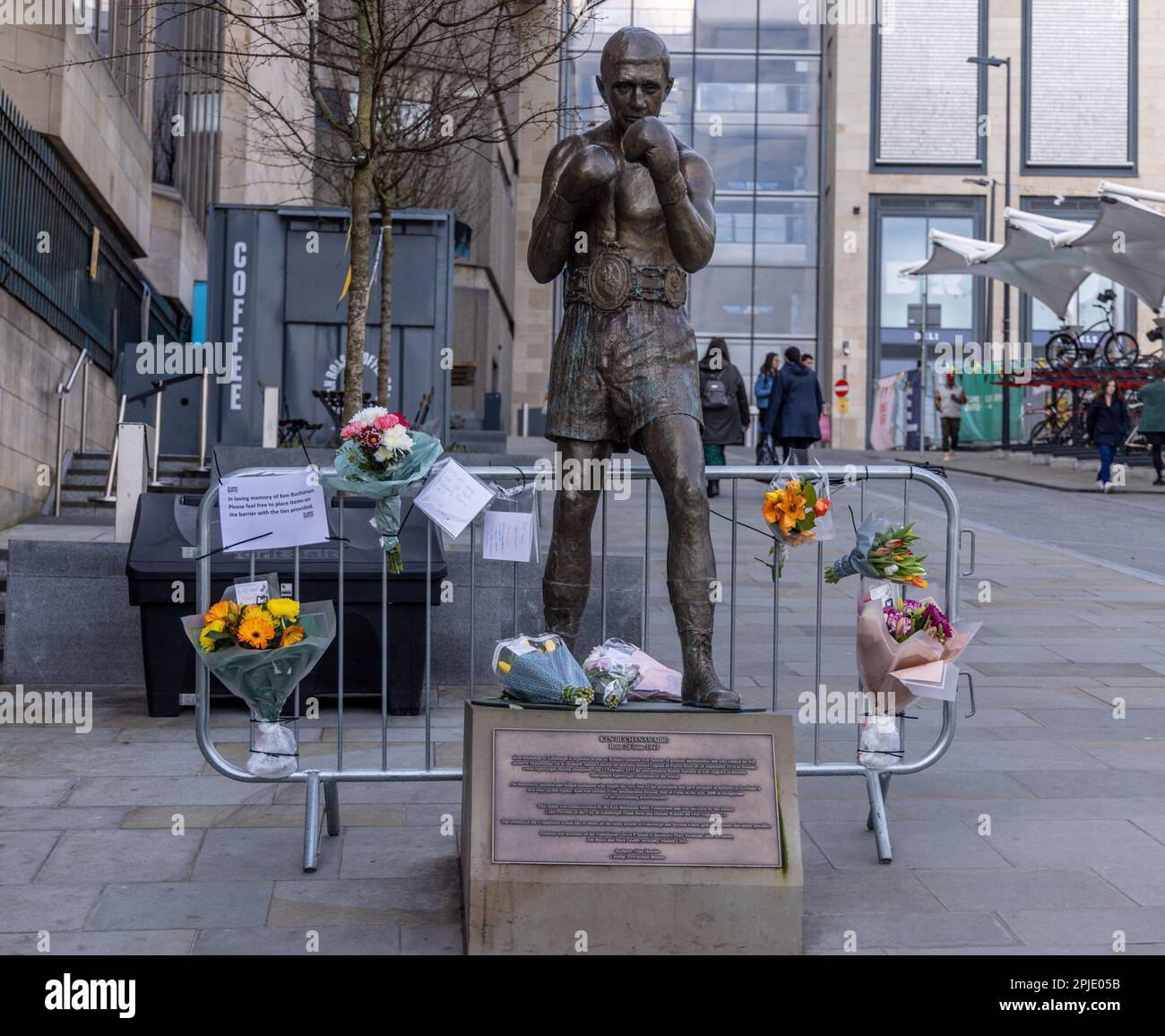 Edinburgh, United Kingdom. 02 April, 2023 Pictured: Tributes are left ...