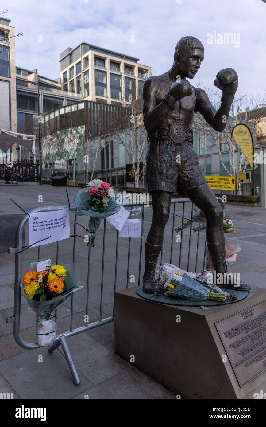 Edinburgh, United Kingdom. 02 April, 2023 Pictured: Tributes are left ...