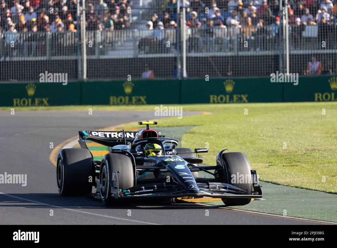 Melbourne, Australia, 2 April, 2023. Lewis Hamilton (44) driving for ...