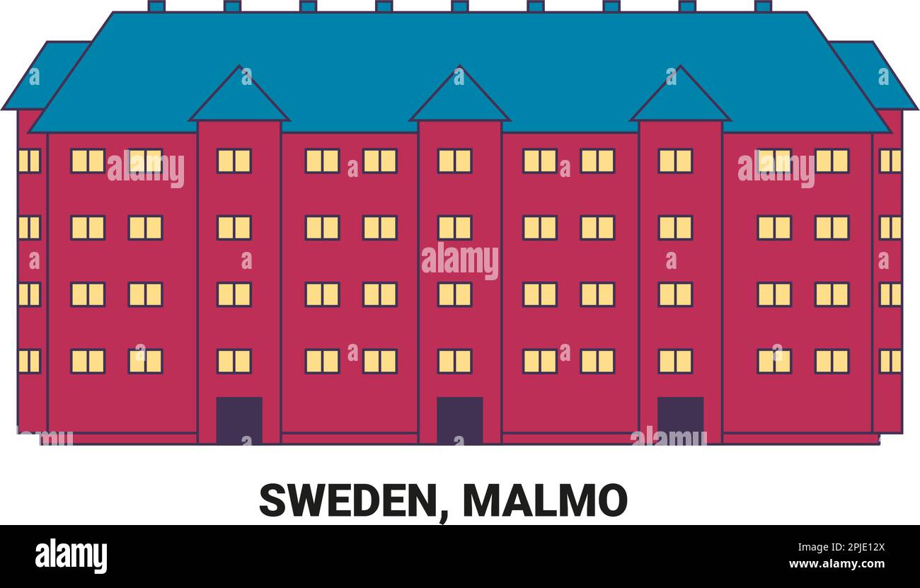 Sweden, Malmo travel landmark vector illustration Stock Vector Image ...