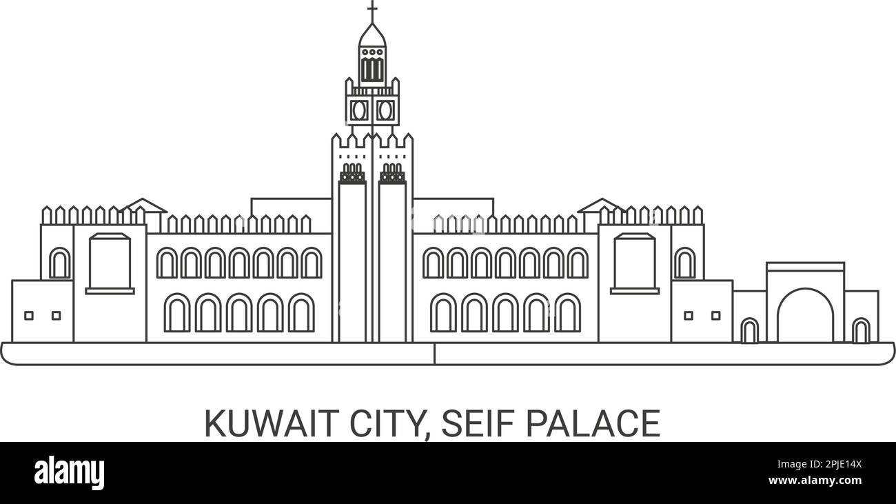 Kuwait City Seif Palace Travel Landmark Vector Illustration Stock Vector Image And Art Alamy