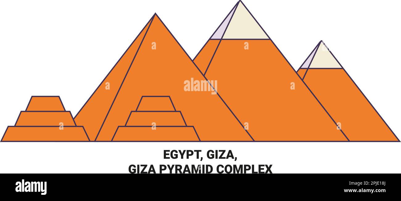 Egypt, Giza, Giza Pyramid Complex travel landmark vector illustration ...
