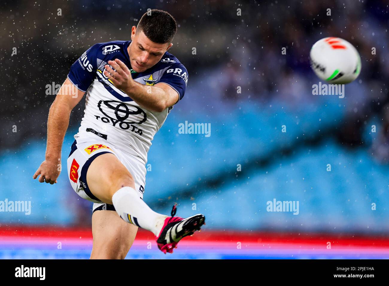 Chad Townsend of the Cowboys kicks during the NRL Round 5 match between ...