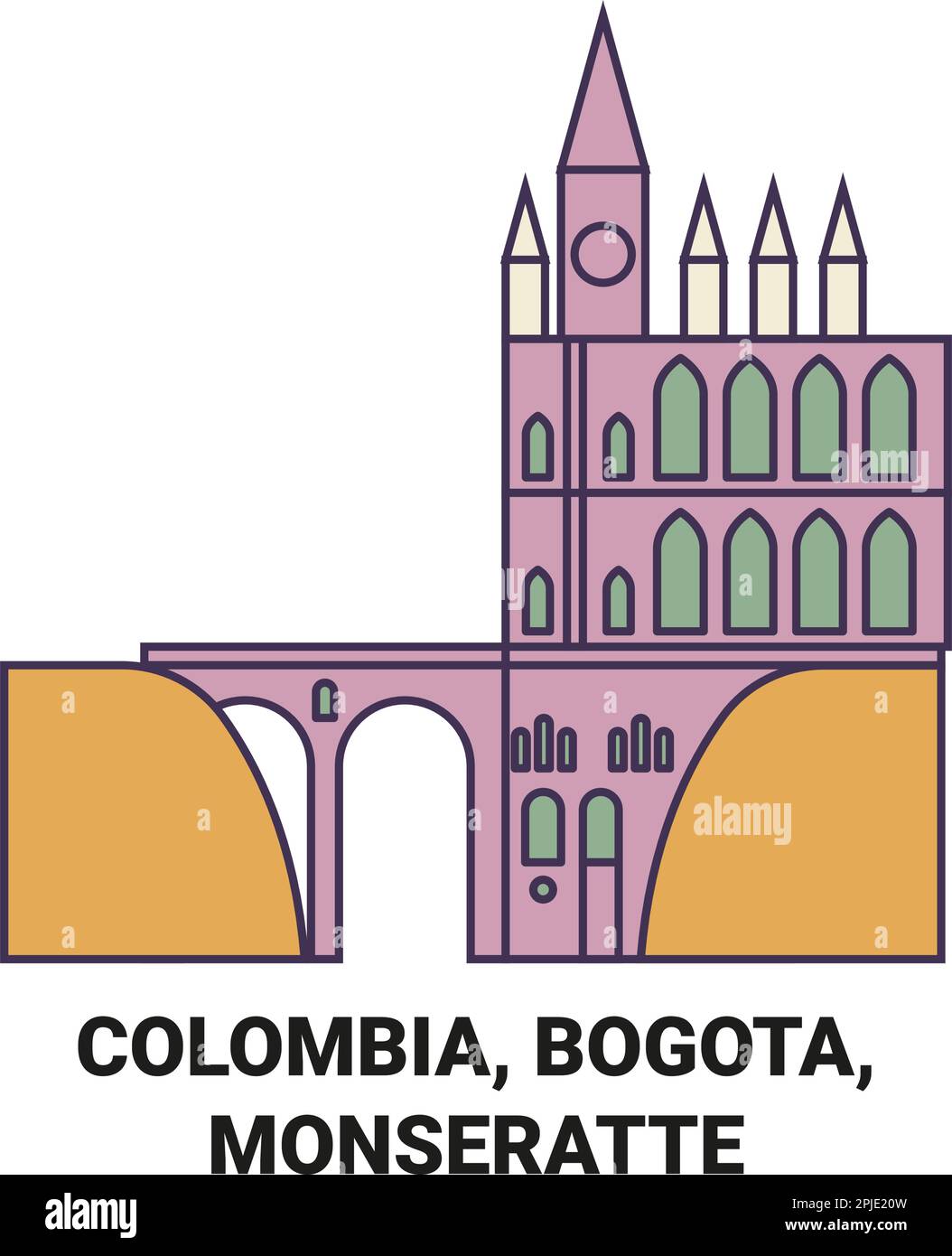 Colombia, Bogota ,Monseratte travel landmark vector illustration Stock ...