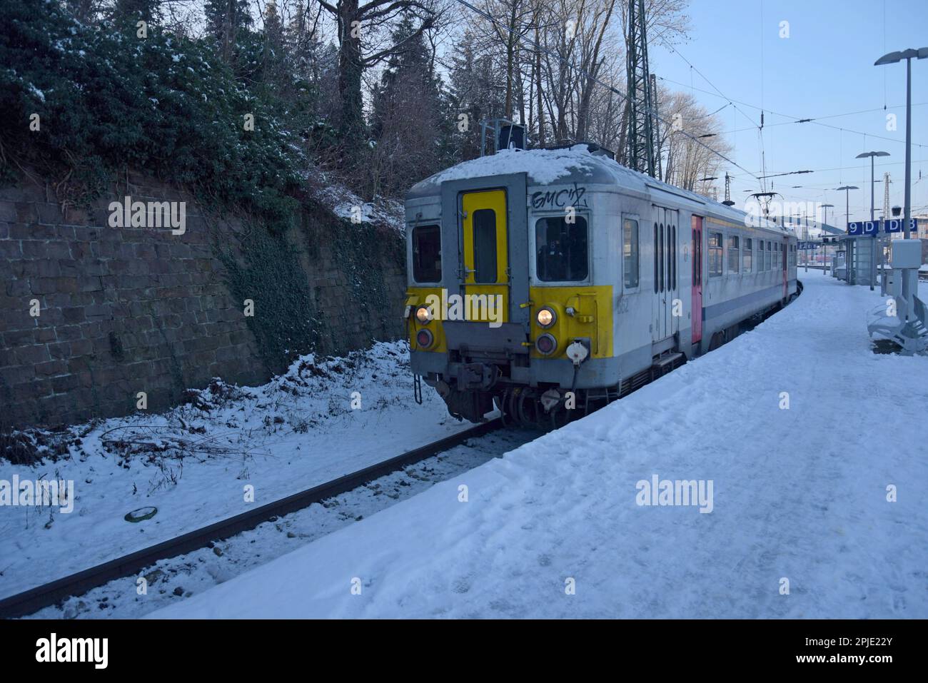 Belgian Railways Classic EMU electric multiple unit train arriving with ...
