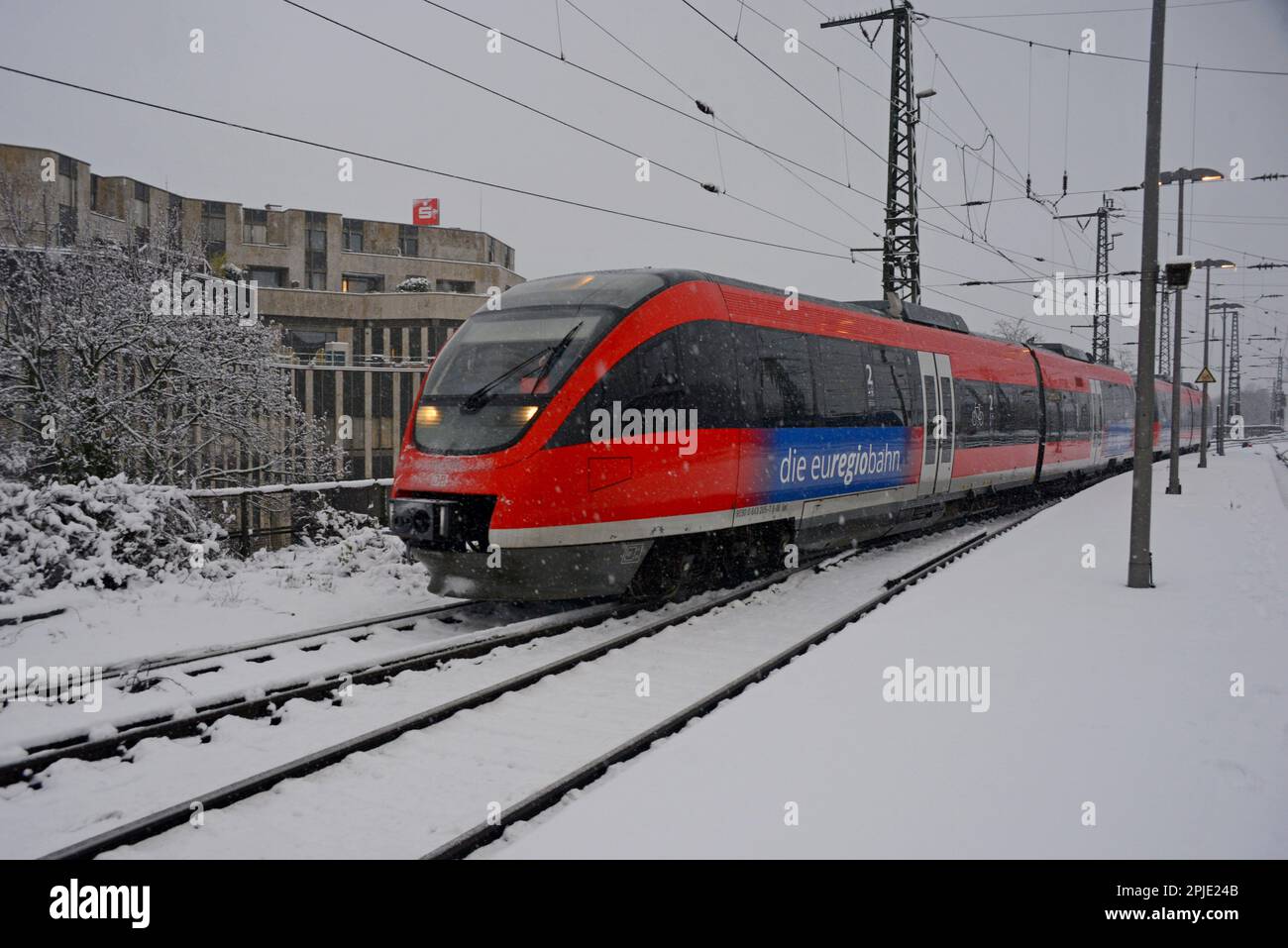 Regional Deutsche Bahn train arriving at Aachen Railway Station in the ...