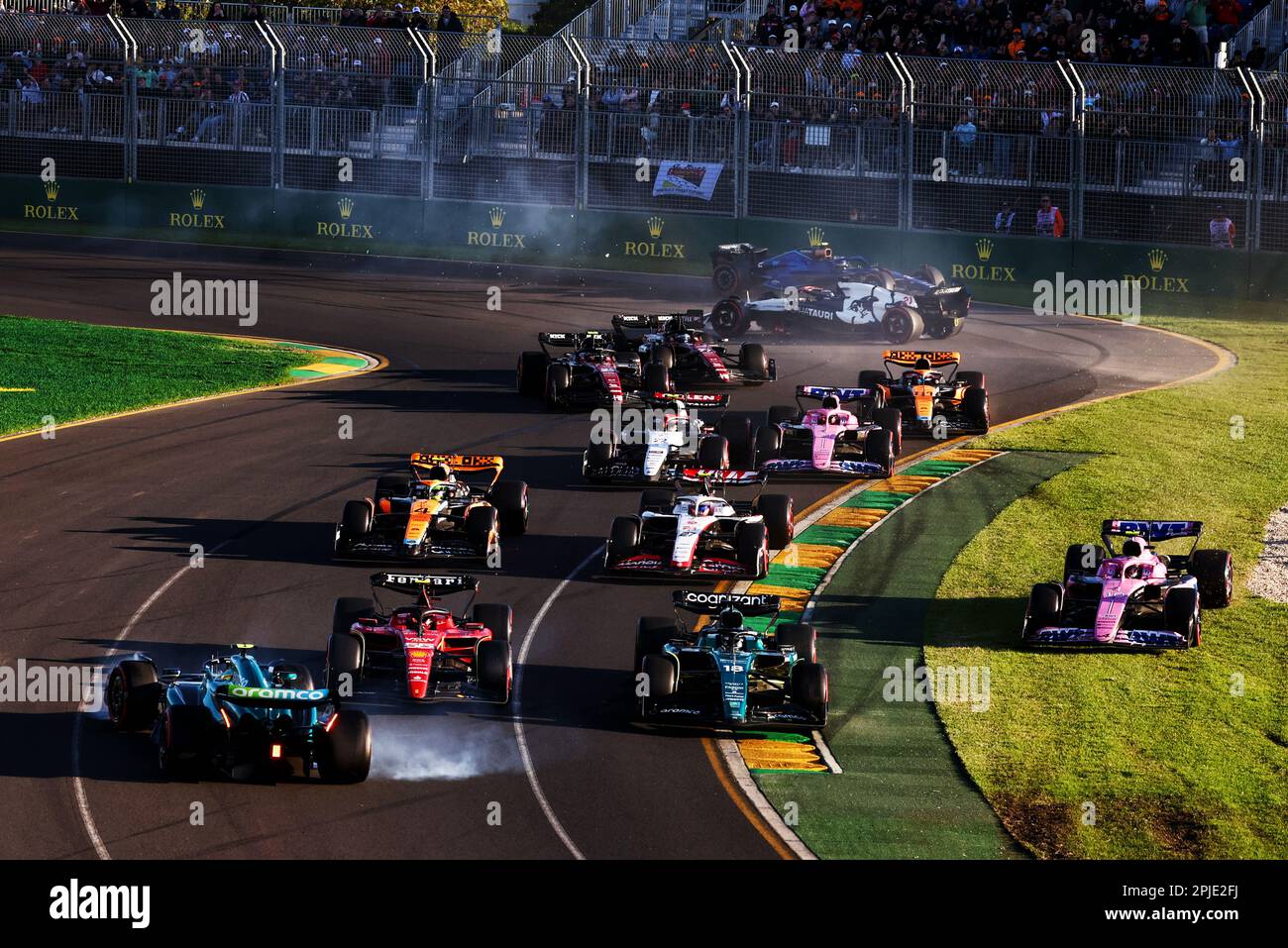 Melbourne, Australia. 02nd Apr, 2023. Crash involving Carlos Sainz Jr ...