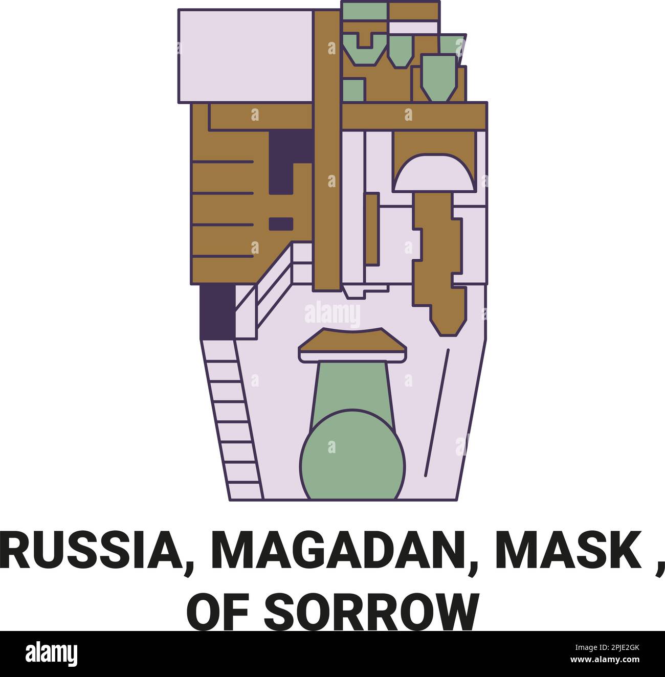 Russia, Magadan, Mask , Of Sorrow travel landmark vector illustration ...