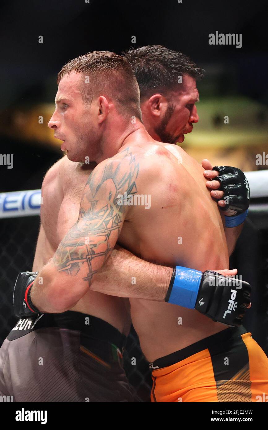 Las Vegas, NV, USA. 1st Apr, 2023. Light Heavyweight (L) Will Fleury ...