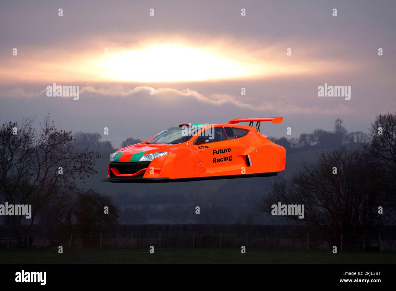 Futuristic Car floating in the Countryside 2017 Stock Photo - Alamy