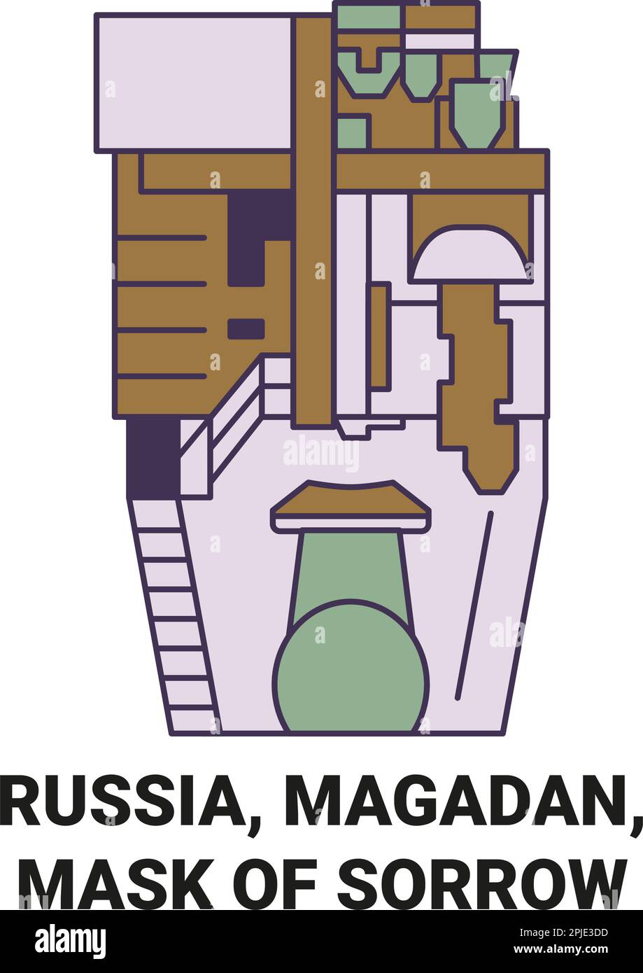 Russia, Magadan, Mask Of Sorrow travel landmark vector illustration ...