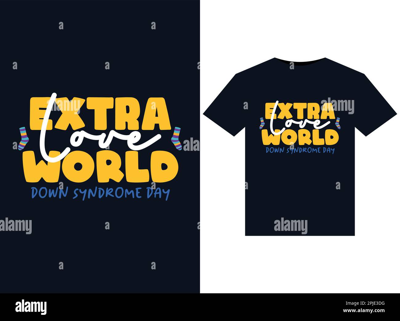 Extra Love World Down Syndrome Day illustrations for print-ready T ...