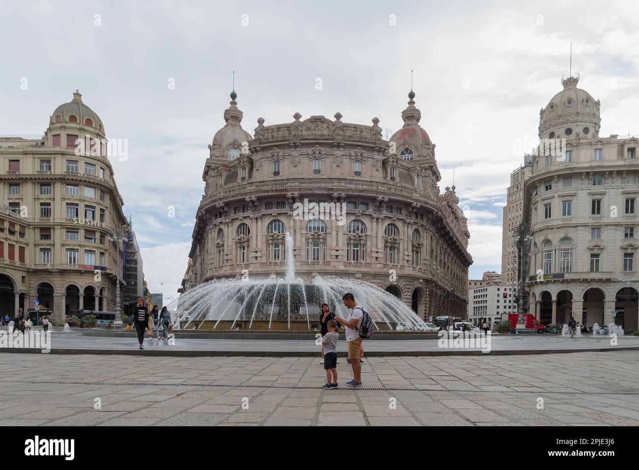 Genoa, Italy, Piazza De Ferrari - the main square of Genoa old town ...
