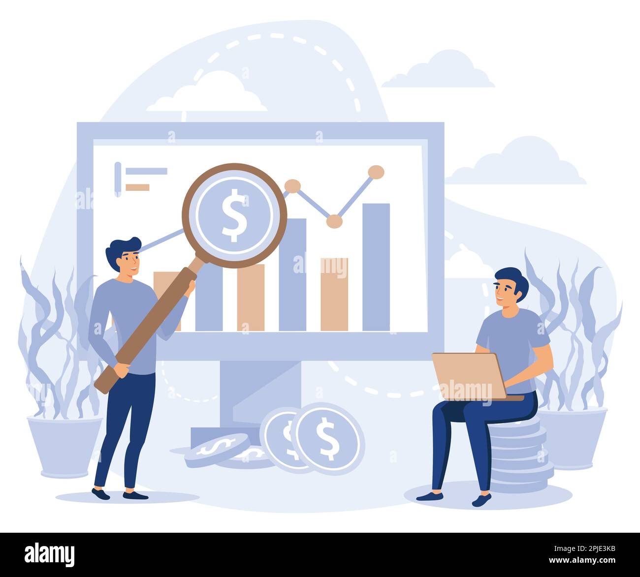 Retail profit plan concept. Flash sale, sales forcasting and index ...