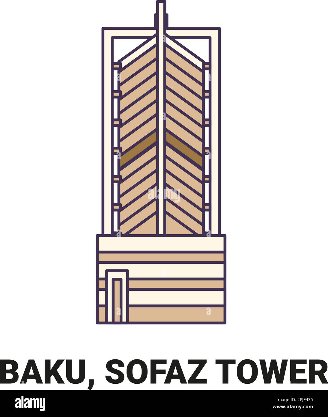 Azerbaijan, Baku, Sofaz Tower, travel landmark vector illustration ...