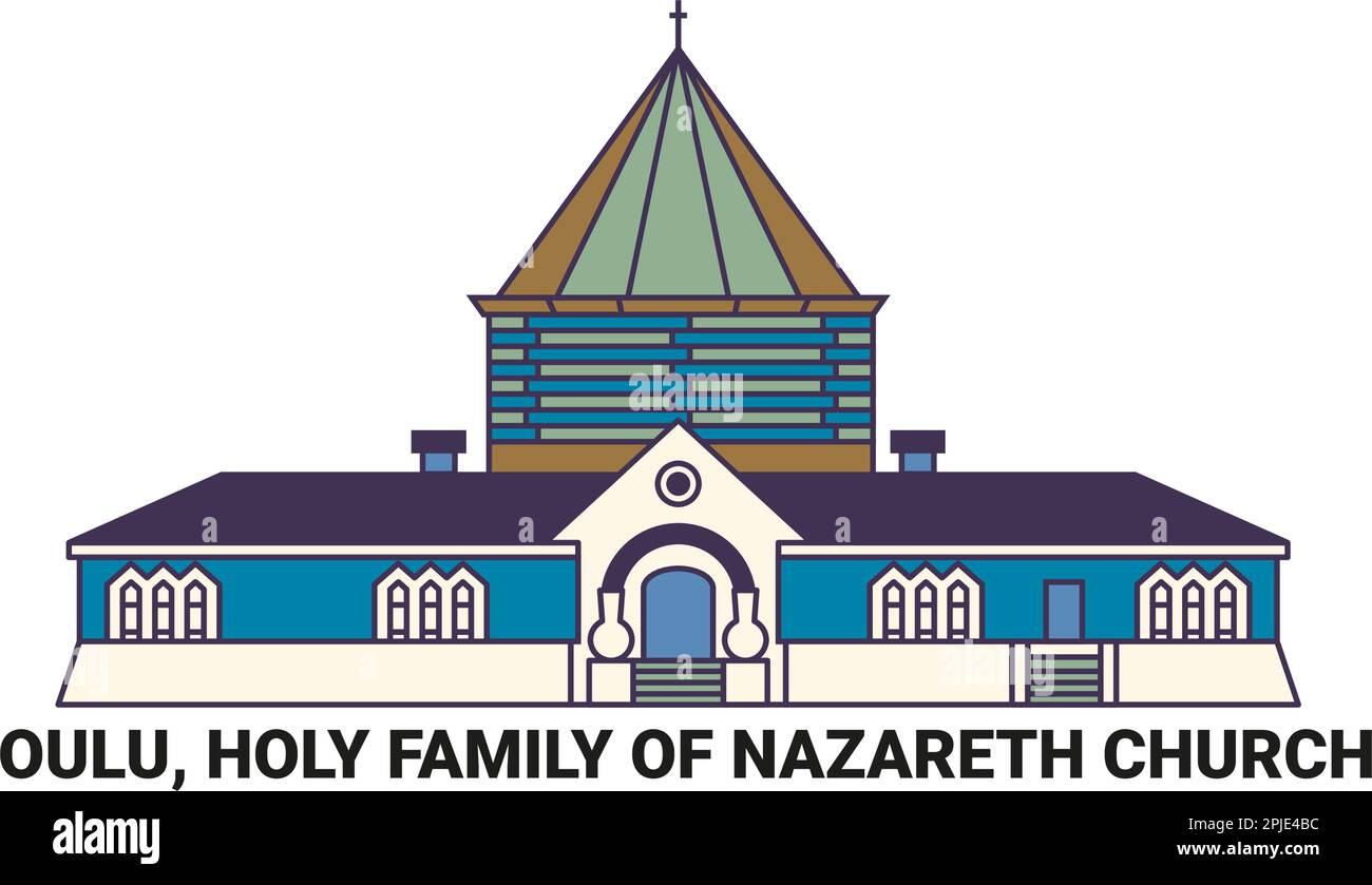 France, Oulu, Holy Family Of Nazareth Church travel landmark vector ...