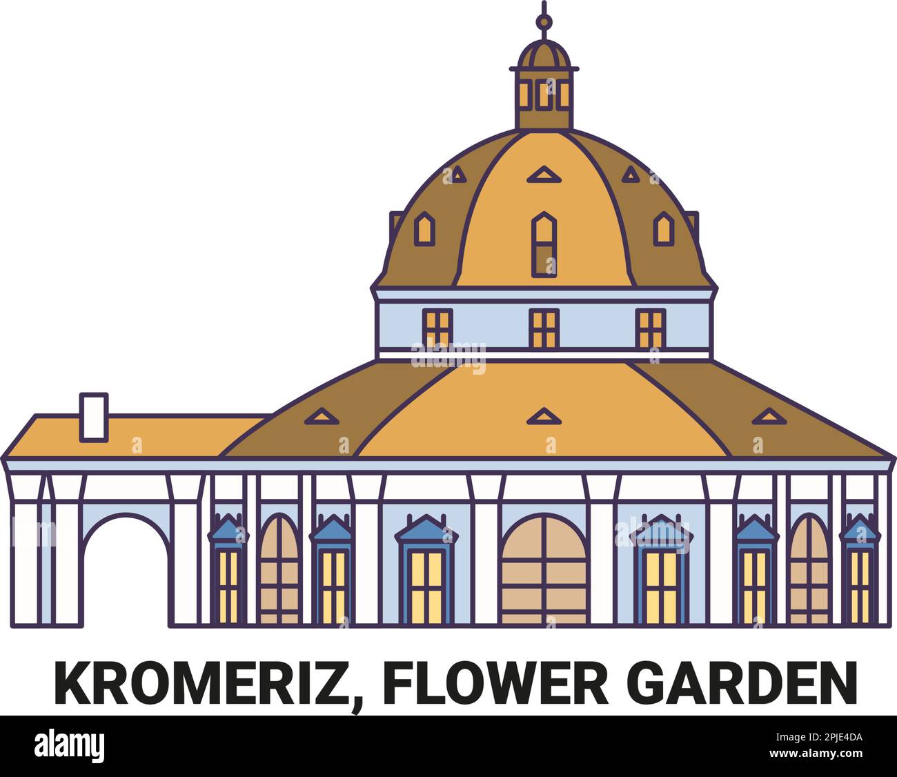 Czech Republic, Kromeriz, Flower Garden, travel landmark vector ...