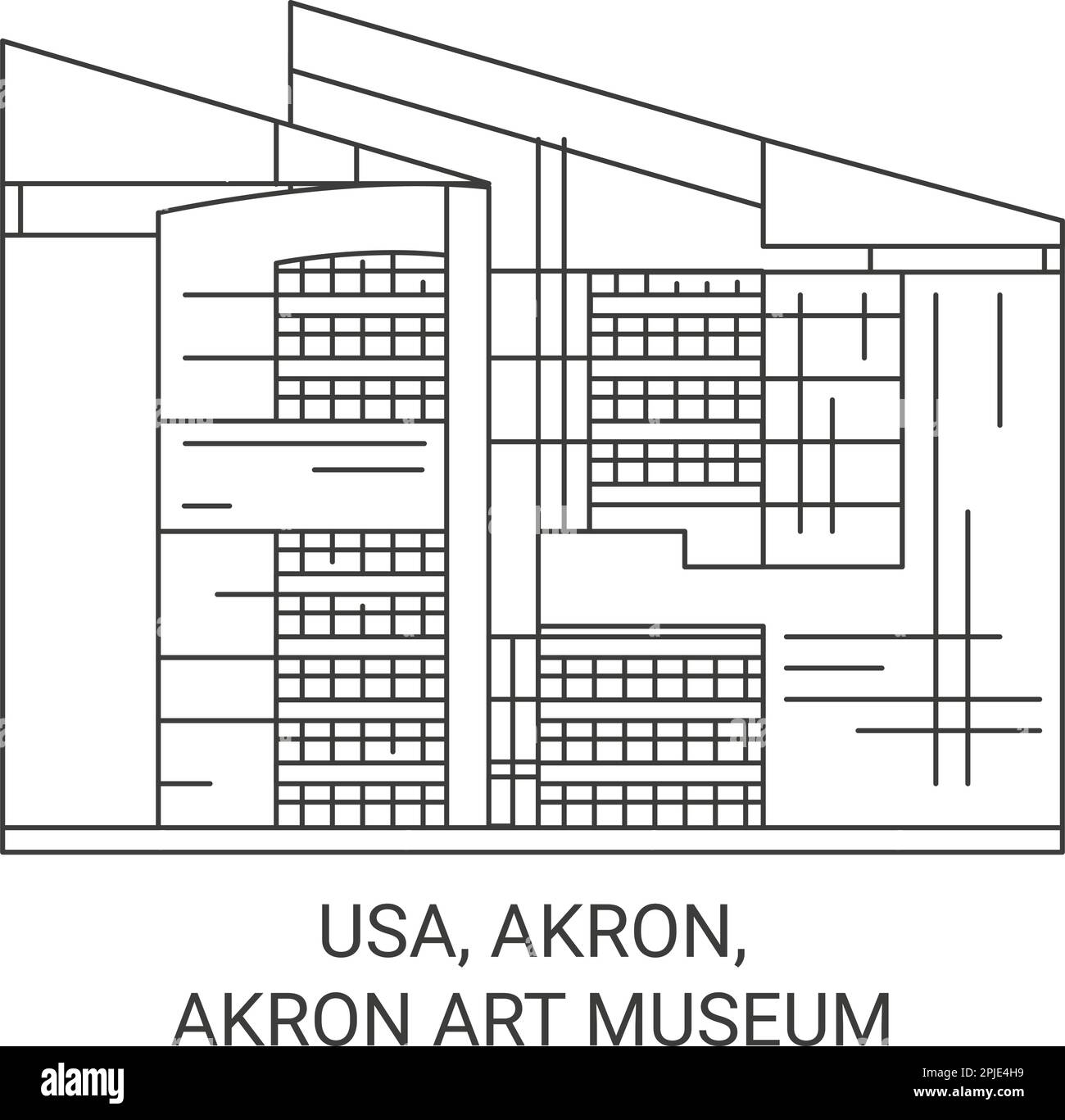 Usa, Akron, Akron Art Museum travel landmark vector illustration Stock ... Usa, Akron, Akron Art Museum travel landmark vector illustration Stock ...