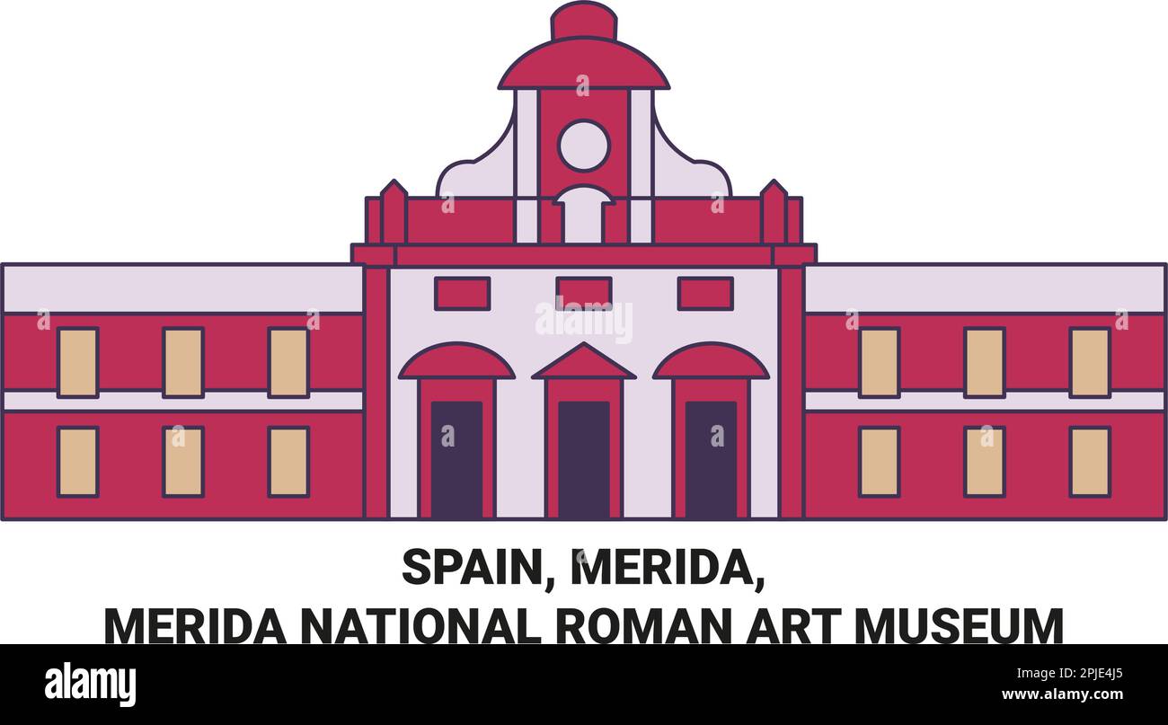 Spain, Merida, Merida National Roman Art Museum travel landmark vector ...