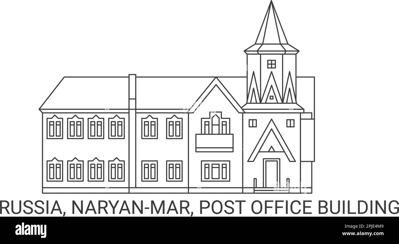Russia, Naryanmar, Post Office Building travel landmark vector ...